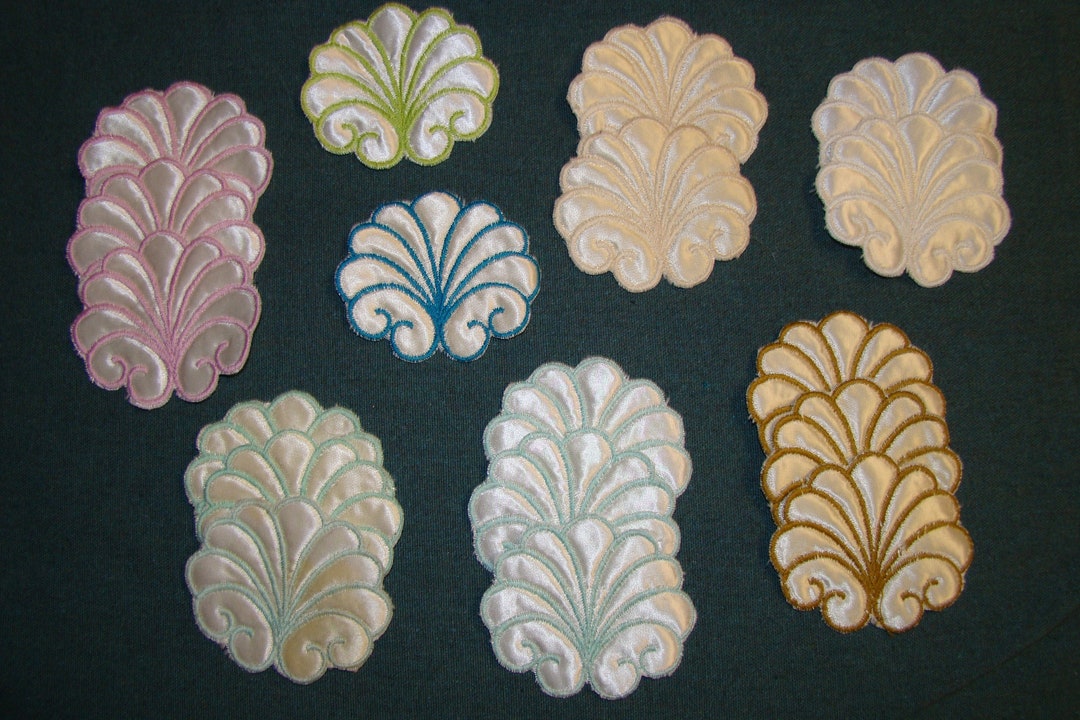 Applique Small Shell Design Quilted Satin Applique Embellishment ...