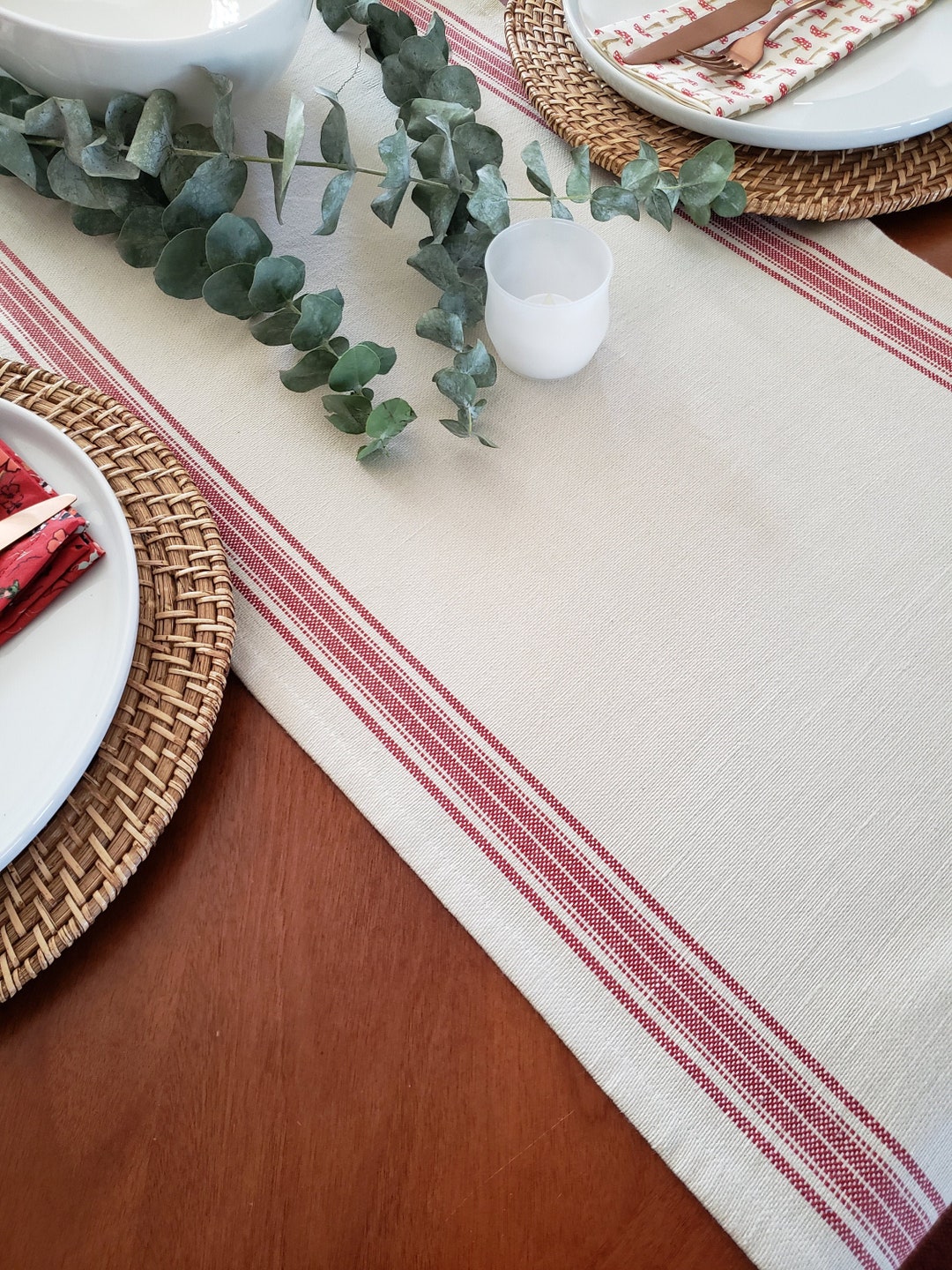 Red Grain Sack Table Runner, Red Stripe Runner, French Stripe Runner - Etsy