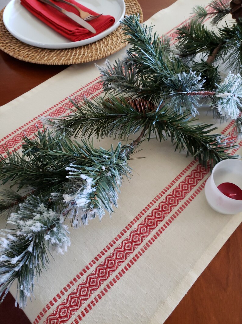 Ivory Christmas Table Runner Scandinavian Christmas Runner - Etsy