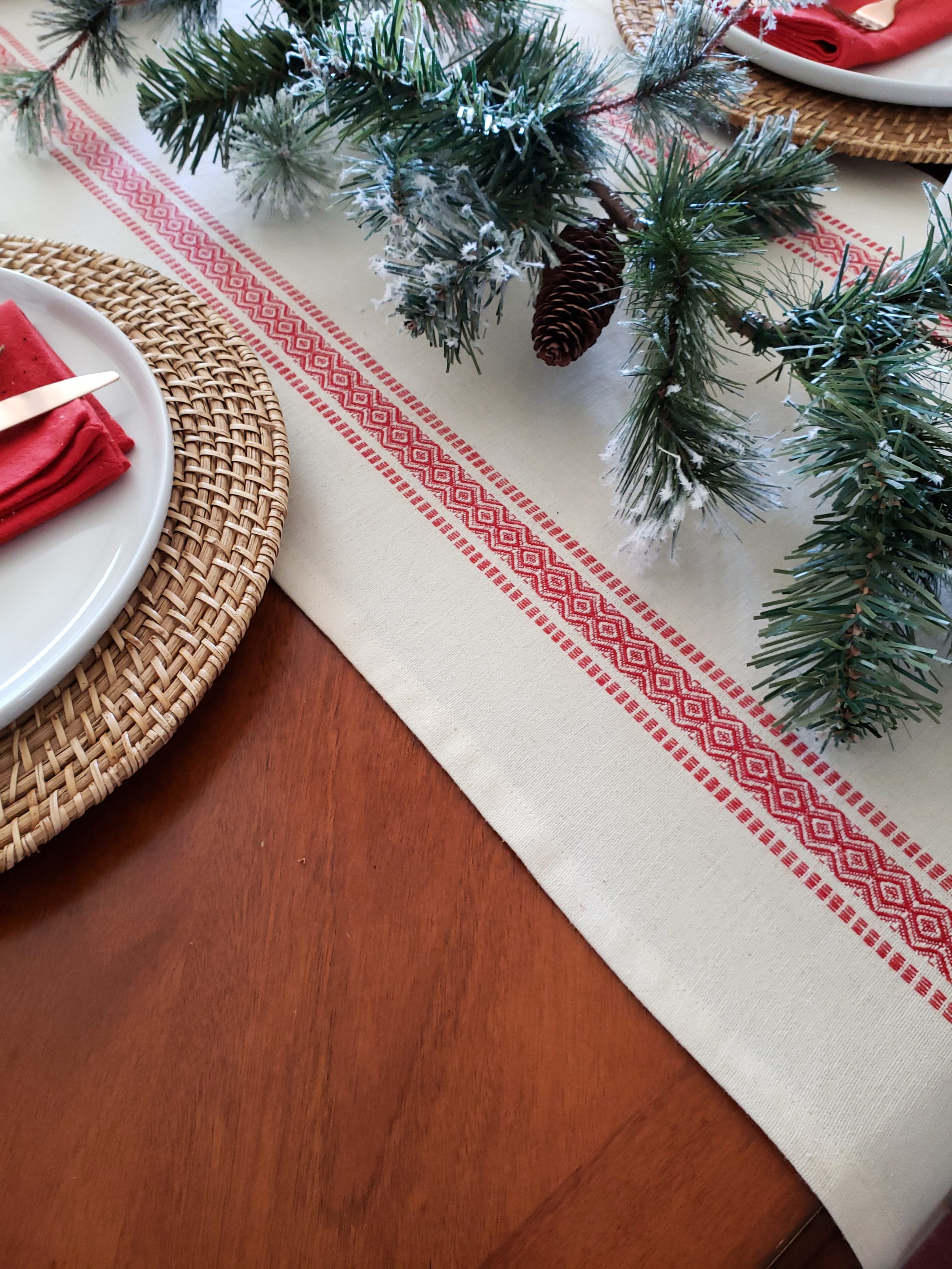 Ivory Christmas Table Runner Scandinavian Christmas Runner | Etsy