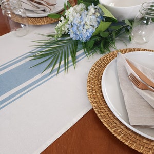 Blue Striped Coastal Table Runner - Etsy