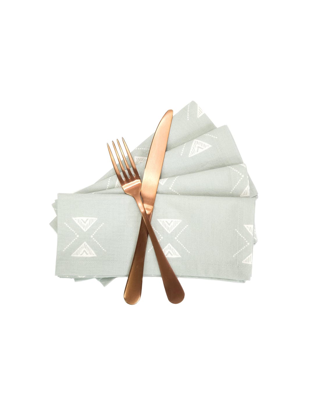 Pale Green Block Print Cloth Napkins, Set of 4 - Etsy