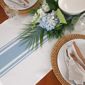 Blue Striped Coastal Table Runner - Etsy