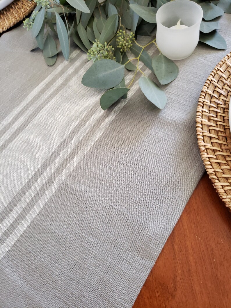 Gray Table Runner Farmhouse Table Runner Gray and White | Etsy