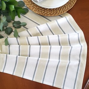 Gray & White Striped Table Runner, Farmhouse Table Runner, Extra Wide ...