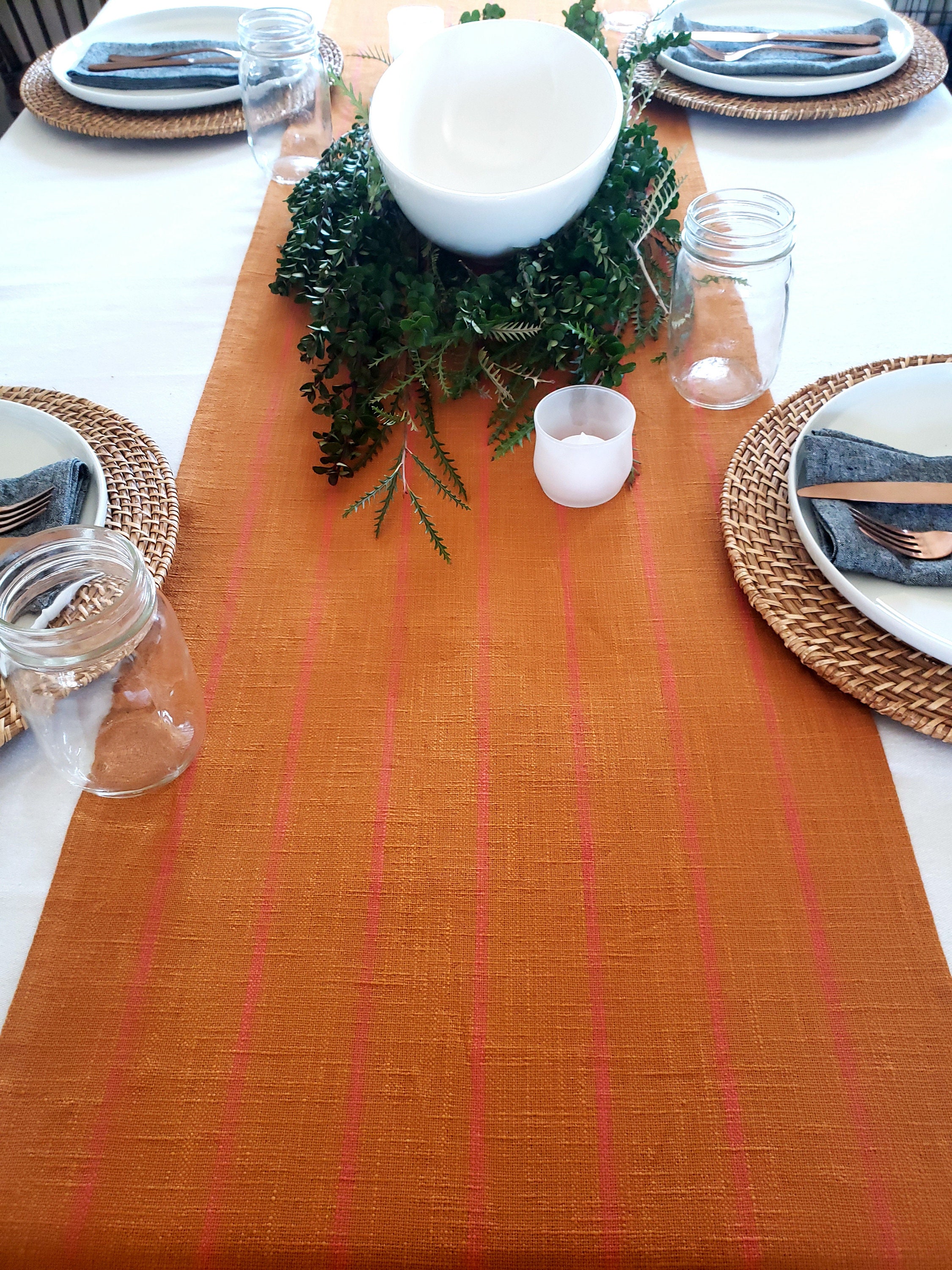 Burnt Orange Table Runner Boho Table Runner | Etsy