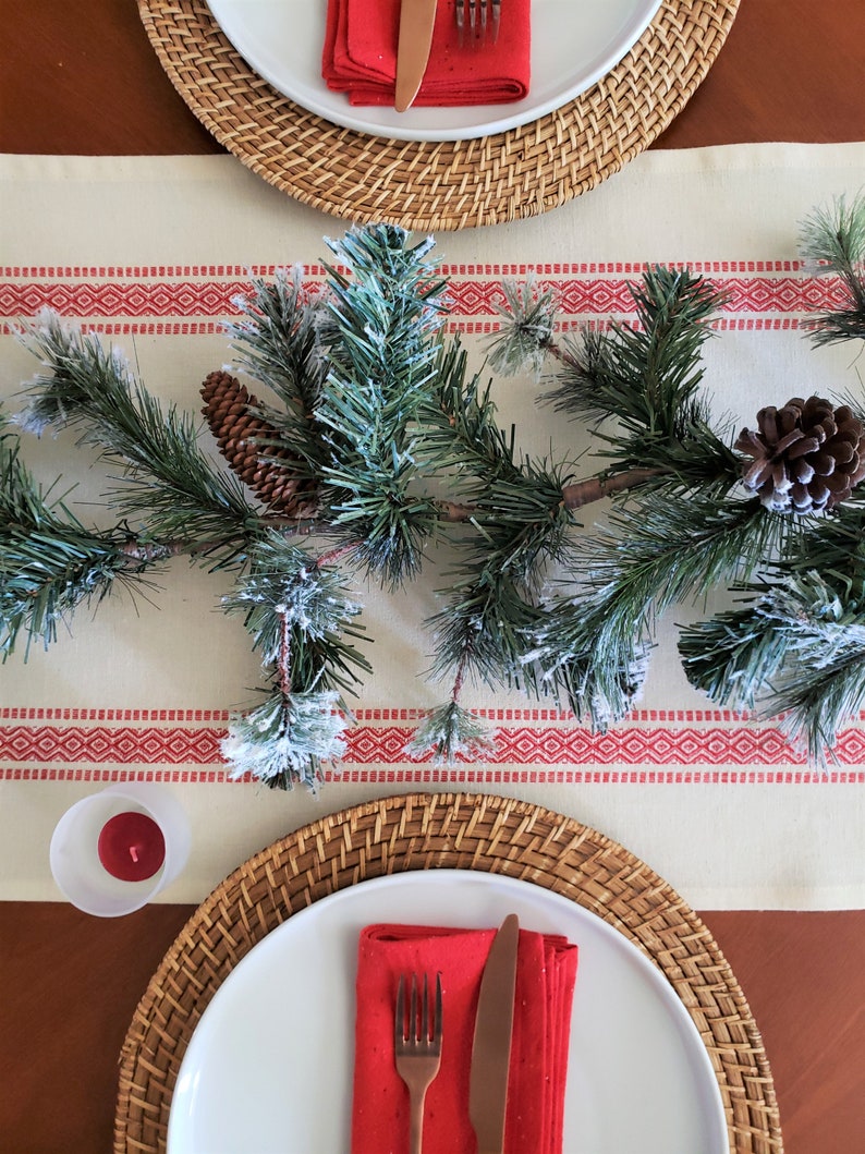 Ivory Christmas Table Runner Scandinavian Christmas Runner - Etsy
