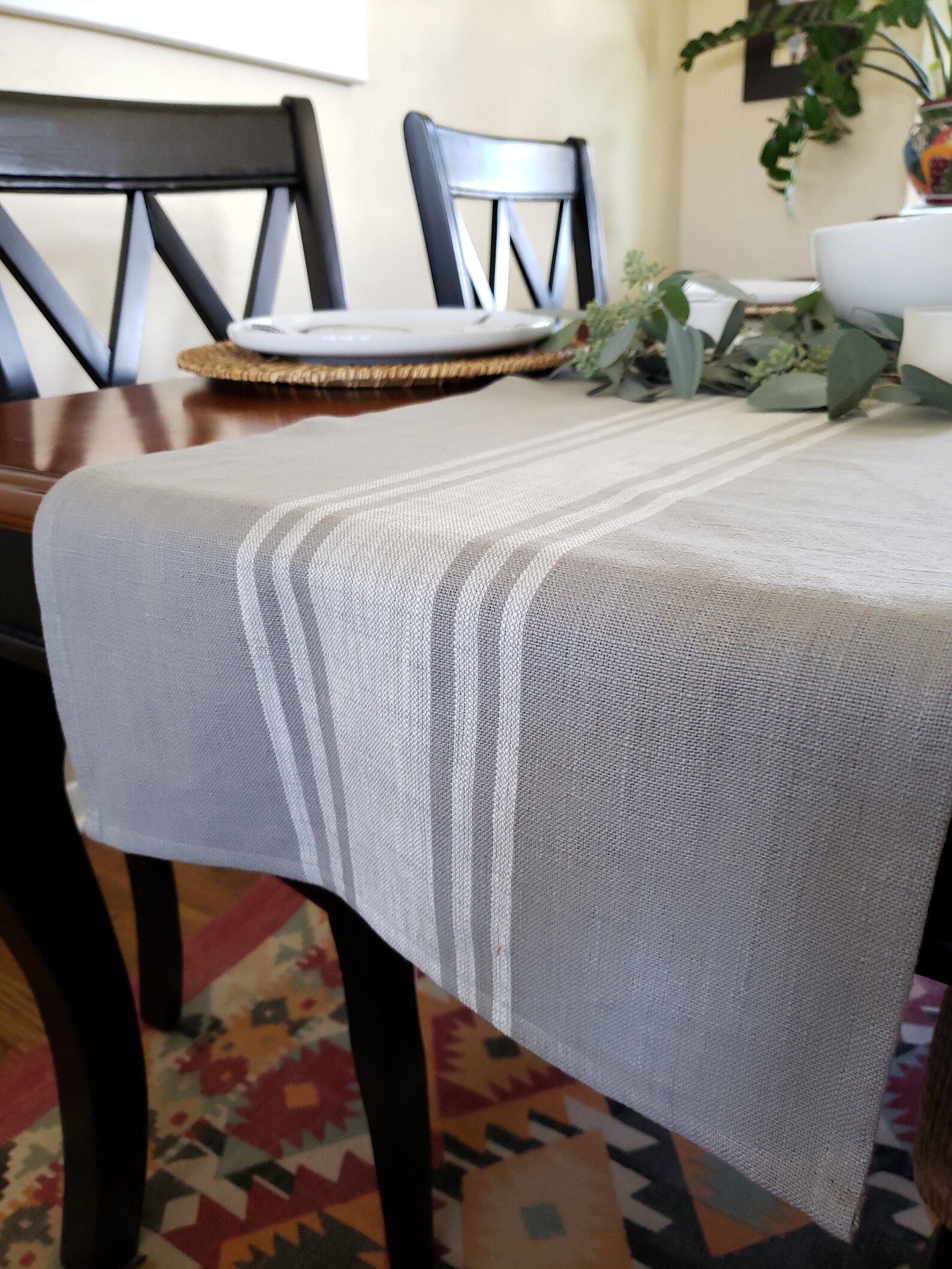 Gray Table Runner Farmhouse Table Runner Gray and White | Etsy