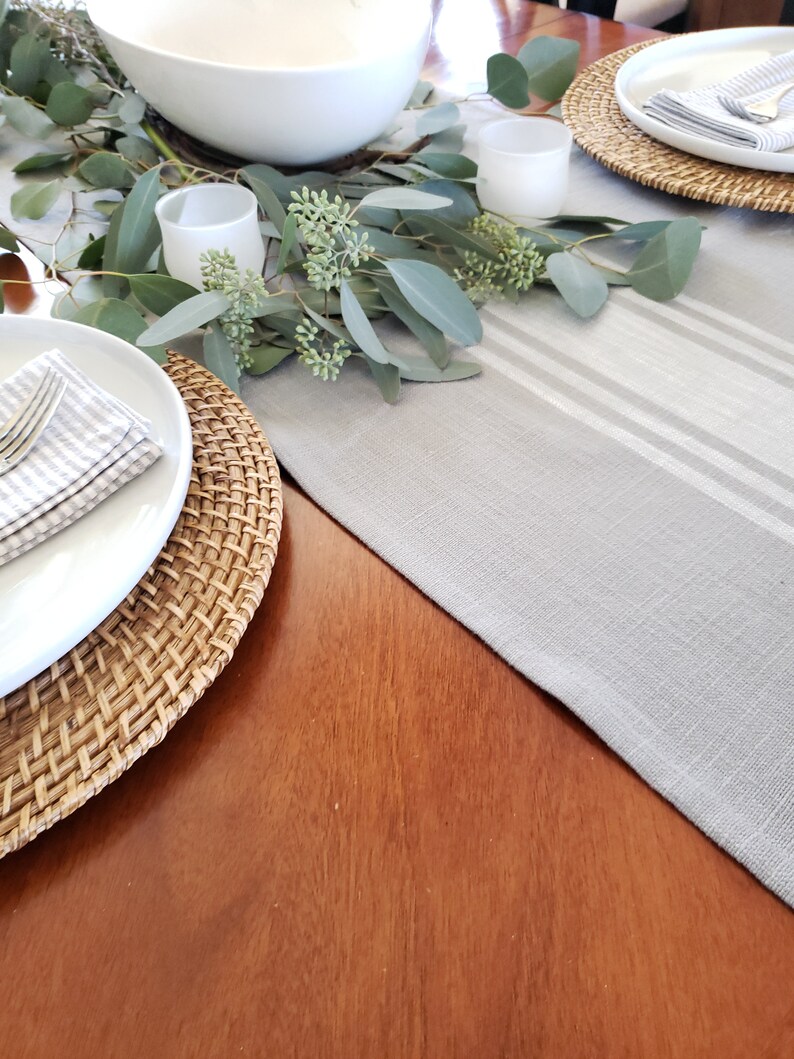 Gray Table Runner Farmhouse Table Runner Gray and White | Etsy