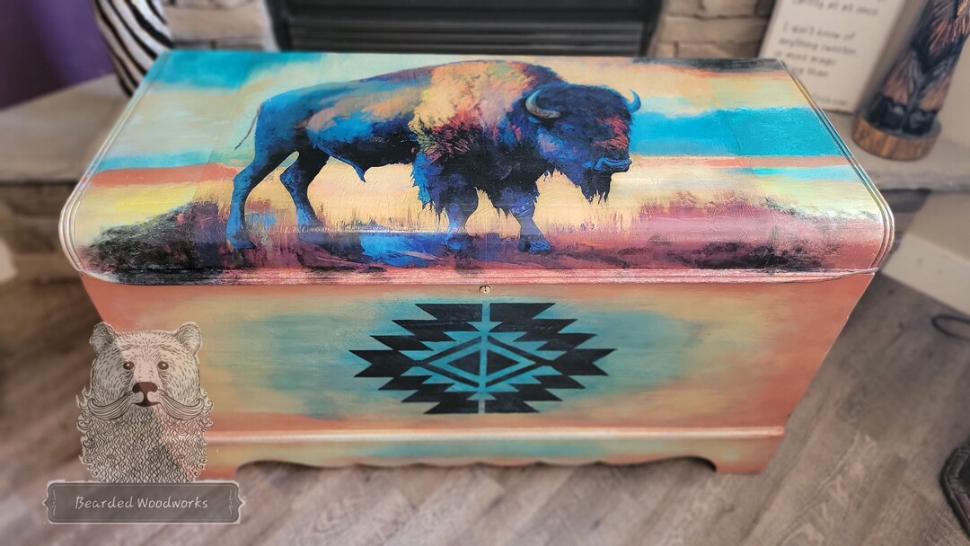 SOLD SOLD Buffalo Aztec Cedar Chest - Etsy