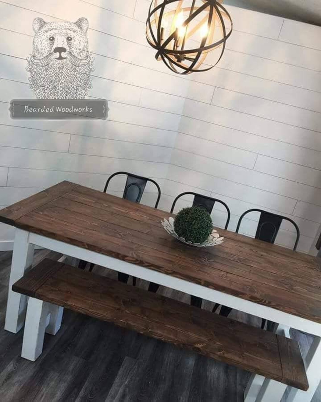 Custom Built Farmhouse Style Dining Kitchen Table and Matching Bench - Etsy