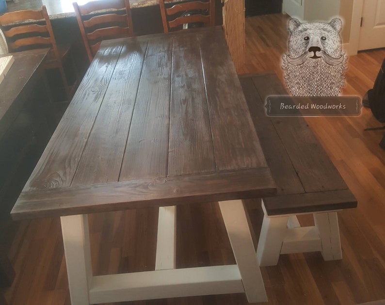 Custom Built Farmhouse Style Dining Kitchen Table and Matching - Etsy