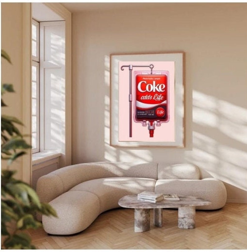 Pink Preppy Diet Cok Wall Art, Preppy Room Decor, Dorm Room Art, Trendy ...