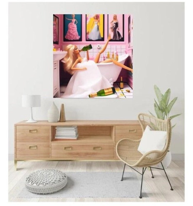 Barbie Art Retro Barbie Poster 6 Set, Wall Print, Preppy Pink Print ...