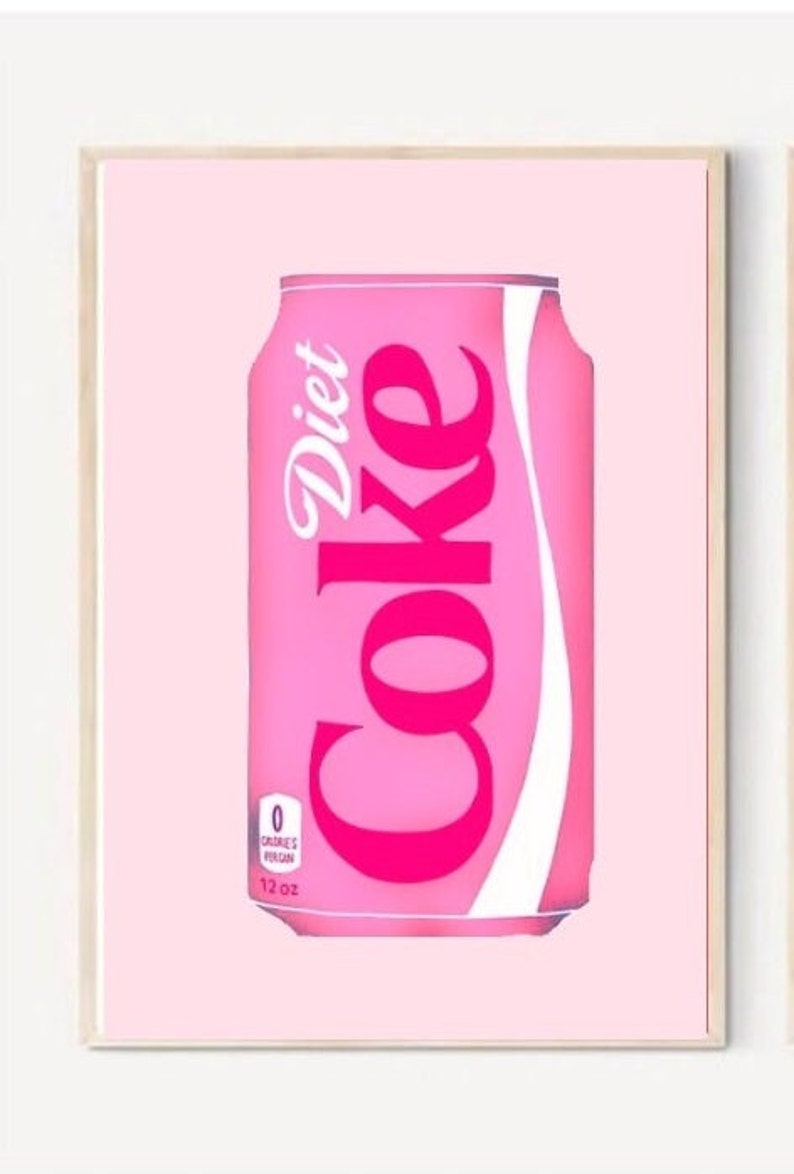 Pink Preppy Diet Coke Wall Art, Preppy Room Decor, Dorm Room Art ...
