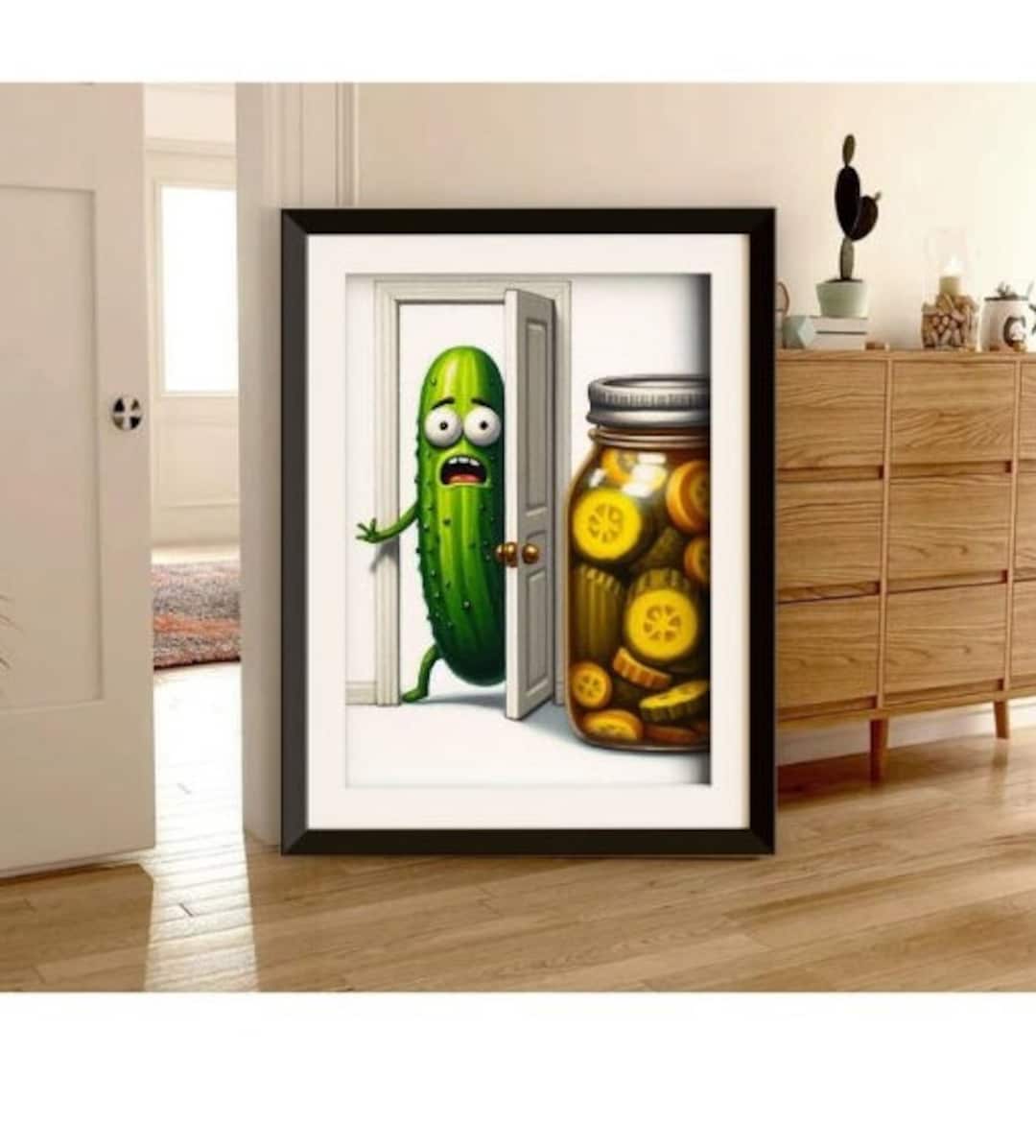 Pickle Art, Printable Wall Art, Whimsical Funny Pickle Watercolor ...