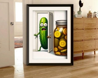 Pickle Art, Printable Wall Art, Whimsical Funny Pickle Watercolor ...