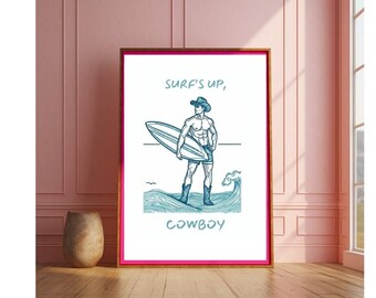 Vintage Western Wall Art Surfing Poster Vintage Cowboy Art Aesthetic ...