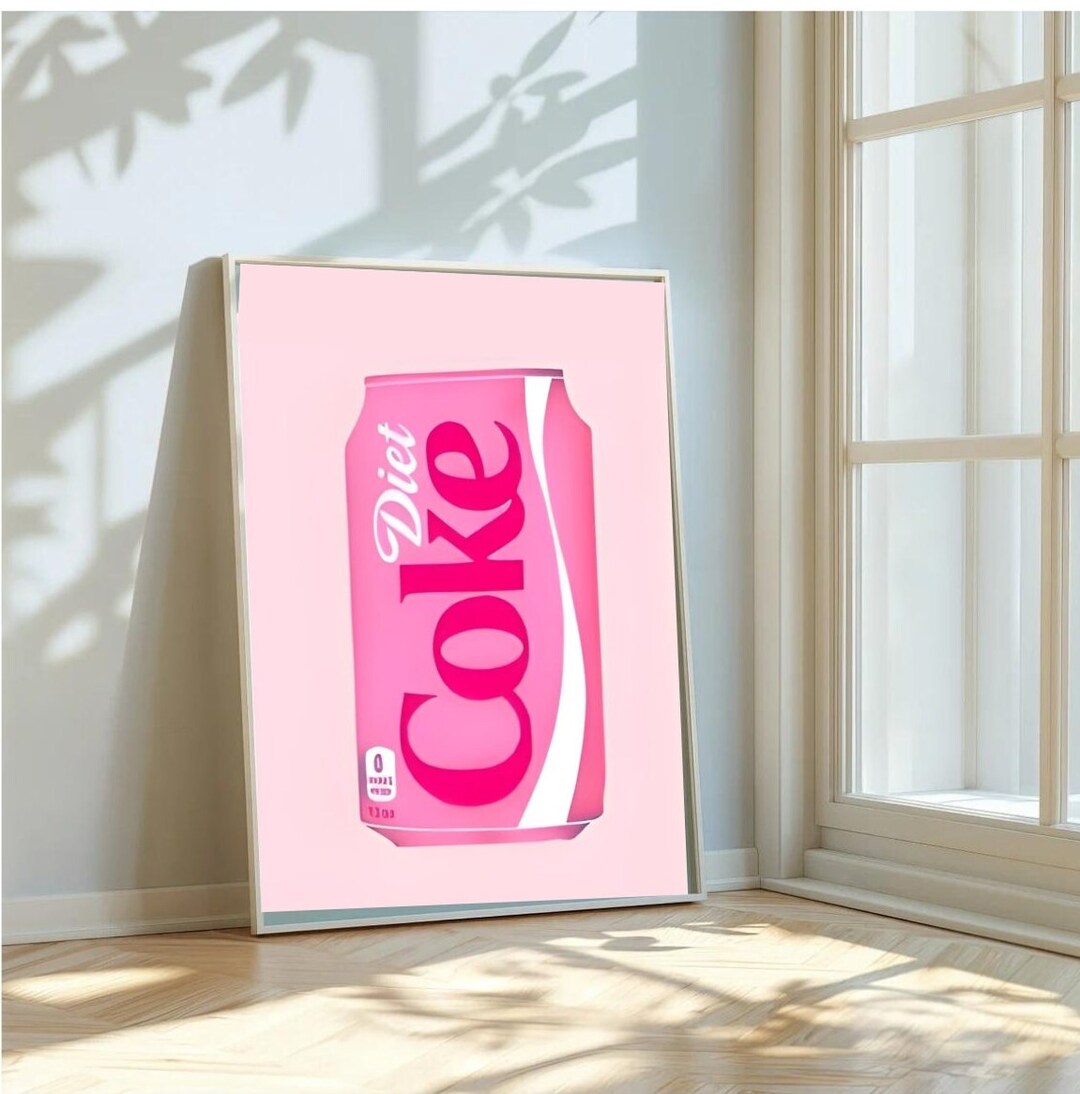 Pink Preppy Diet Coke Wall Art, Preppy Room Decor, Dorm Room Art ...