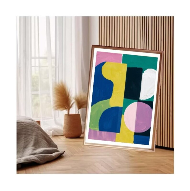 Bright, Vivid and Colorful Abstract Print, Funky Multicolor Abstract ...
