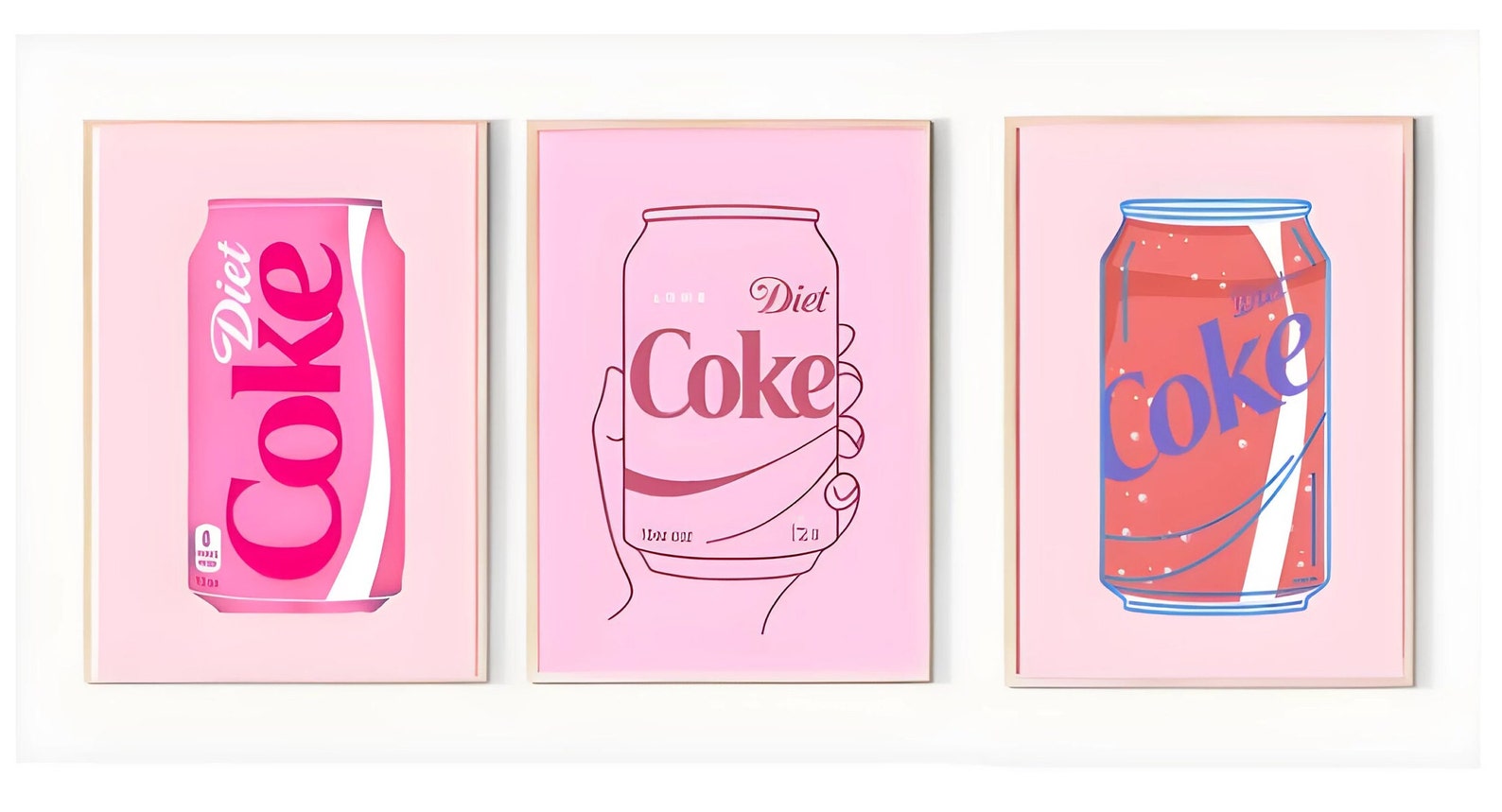 Pink Preppy Diet Coke Wall Art, Preppy Room Decor, Dorm Room Art ...