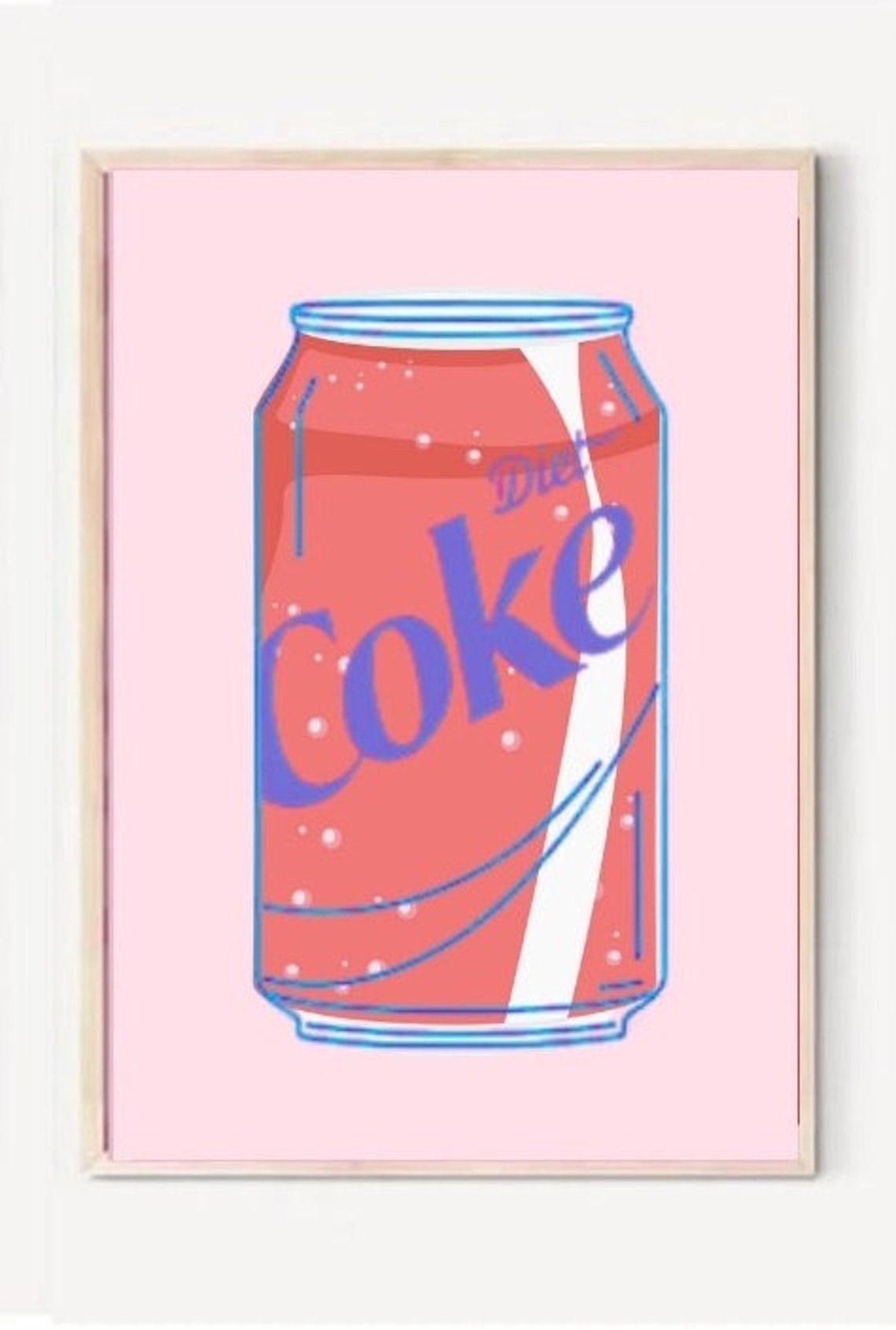 Pink Preppy Diet Coke Wall Art, Preppy Room Decor, Dorm Room Art ...