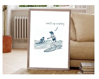 Vintage Western Wall Art Surfing Poster Vintage Cowboy Art Aesthetic ...