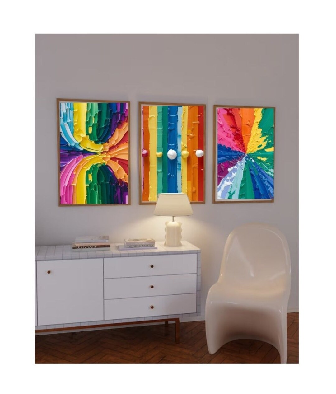 Bright 3 Set // Vivid and Colorful Abstract Print // Funky Multicolor ...