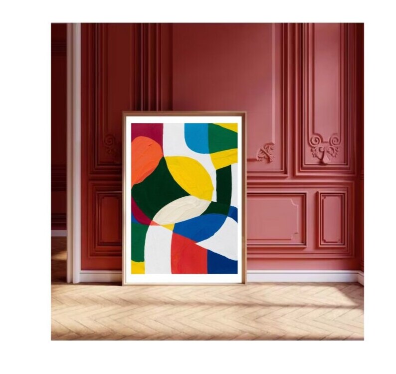 Bright, Vivid and Colorful Abstract Print, Funky Multicolor Abstract ...