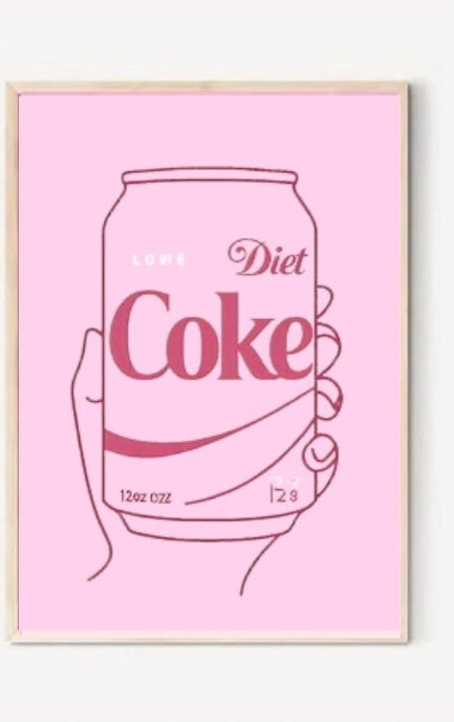 Pink Preppy Diet Coke Wall Art, Preppy Room Decor, Dorm Room Art ...