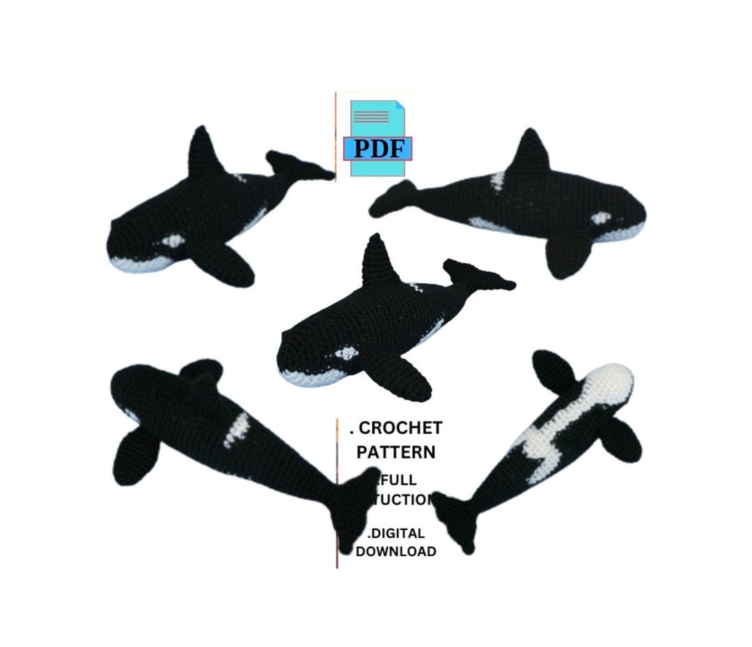 Killer Whale Crochet Pattern, Orca Crochet Pattern, Orca Whale Crochet ...