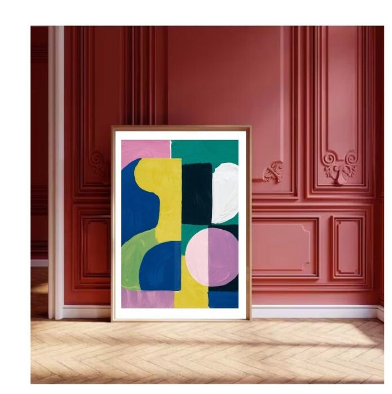 Bright, Vivid and Colorful Abstract Print, Funky Multicolor Abstract ...