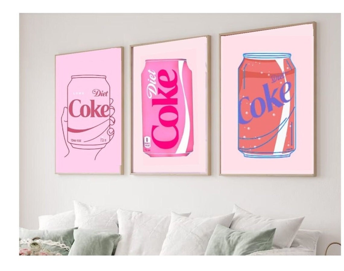 Pink Preppy Diet Coke Wall Art, Preppy Room Decor, Dorm Room Art ...