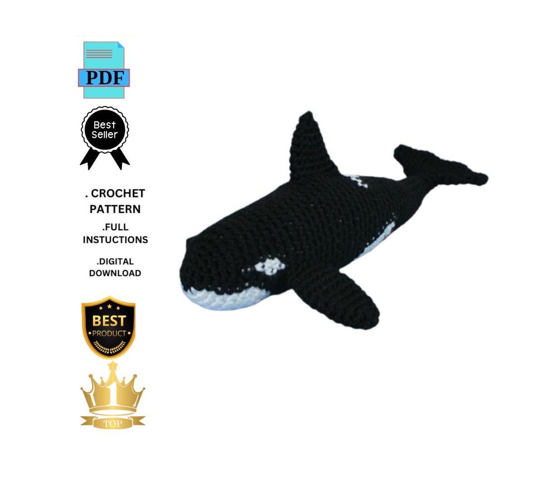 Killer Whale Crochet Pattern, Orca Crochet Pattern, Orca Whale Crochet ...