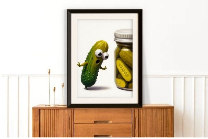 Pickle Art, Printable Wall Art, Whimsical Funny Pickle Watercolor ...