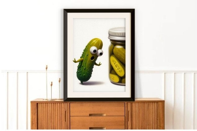 Pickle Art, Printable Wall Art, Whimsical Funny Pickle Watercolor ...