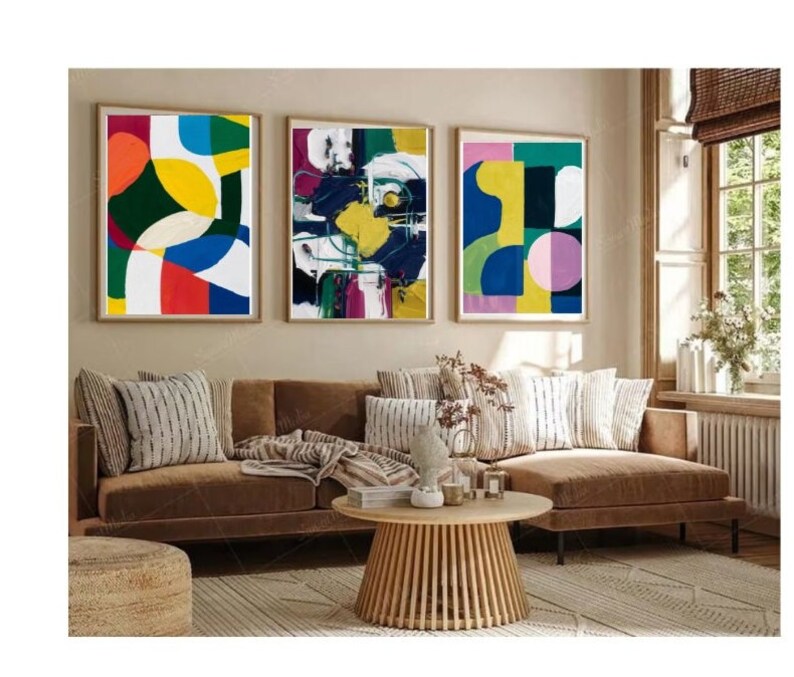 Bright, Vivid and Colorful Abstract Print, Funky Multicolor Abstract ...