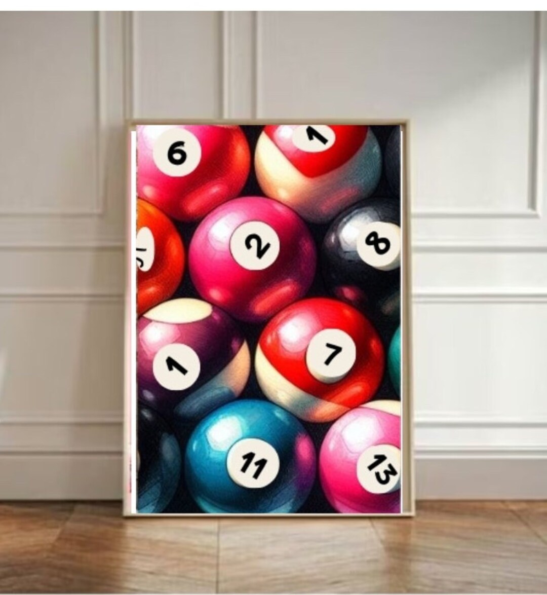 Retro Pool Table Print Vintage Hand-drawn Wall Art Printable Wall Art ...