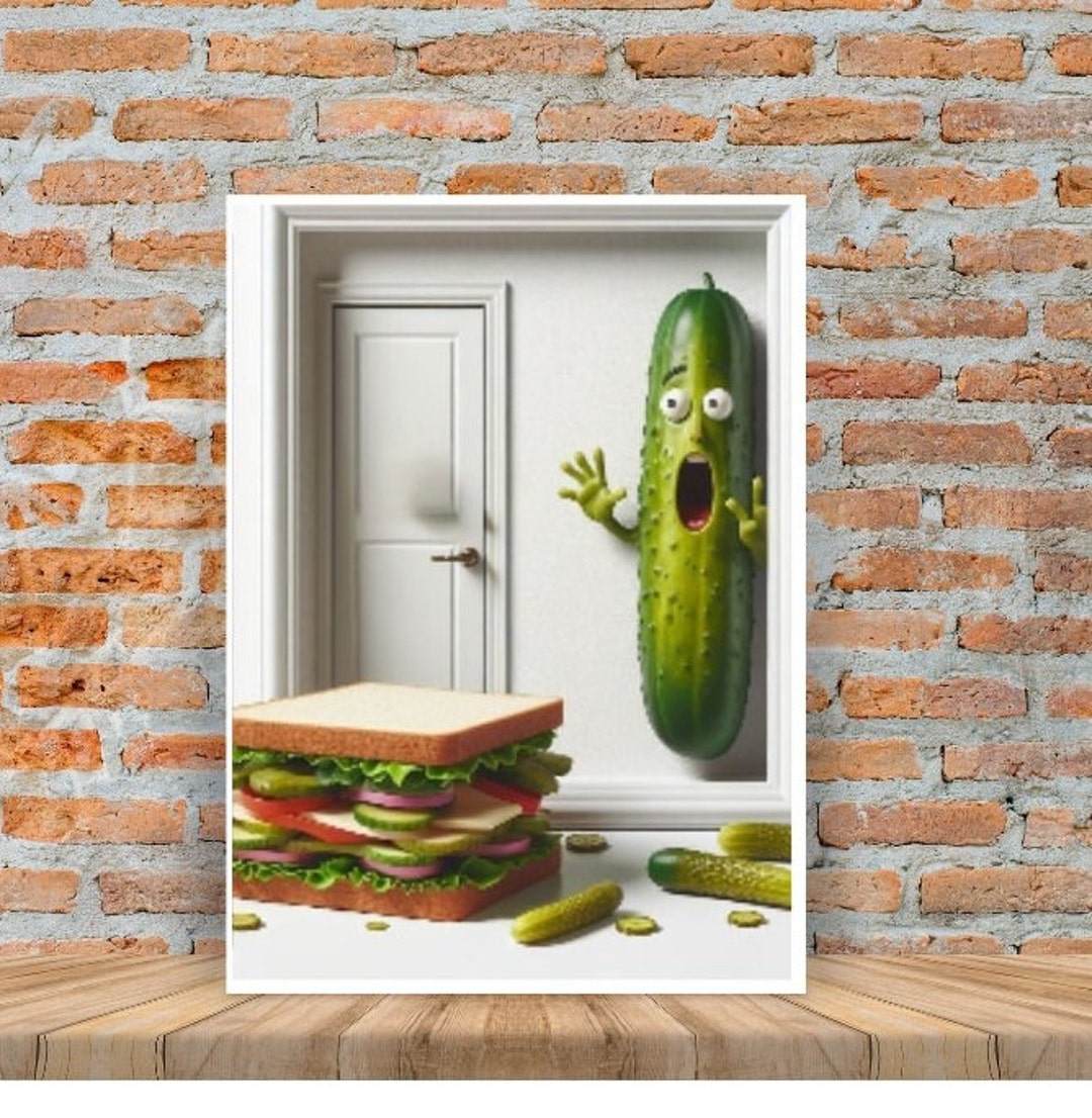 Pickle Art, Printable Wall Art, Whimsical Funny Pickle Watercolor ...