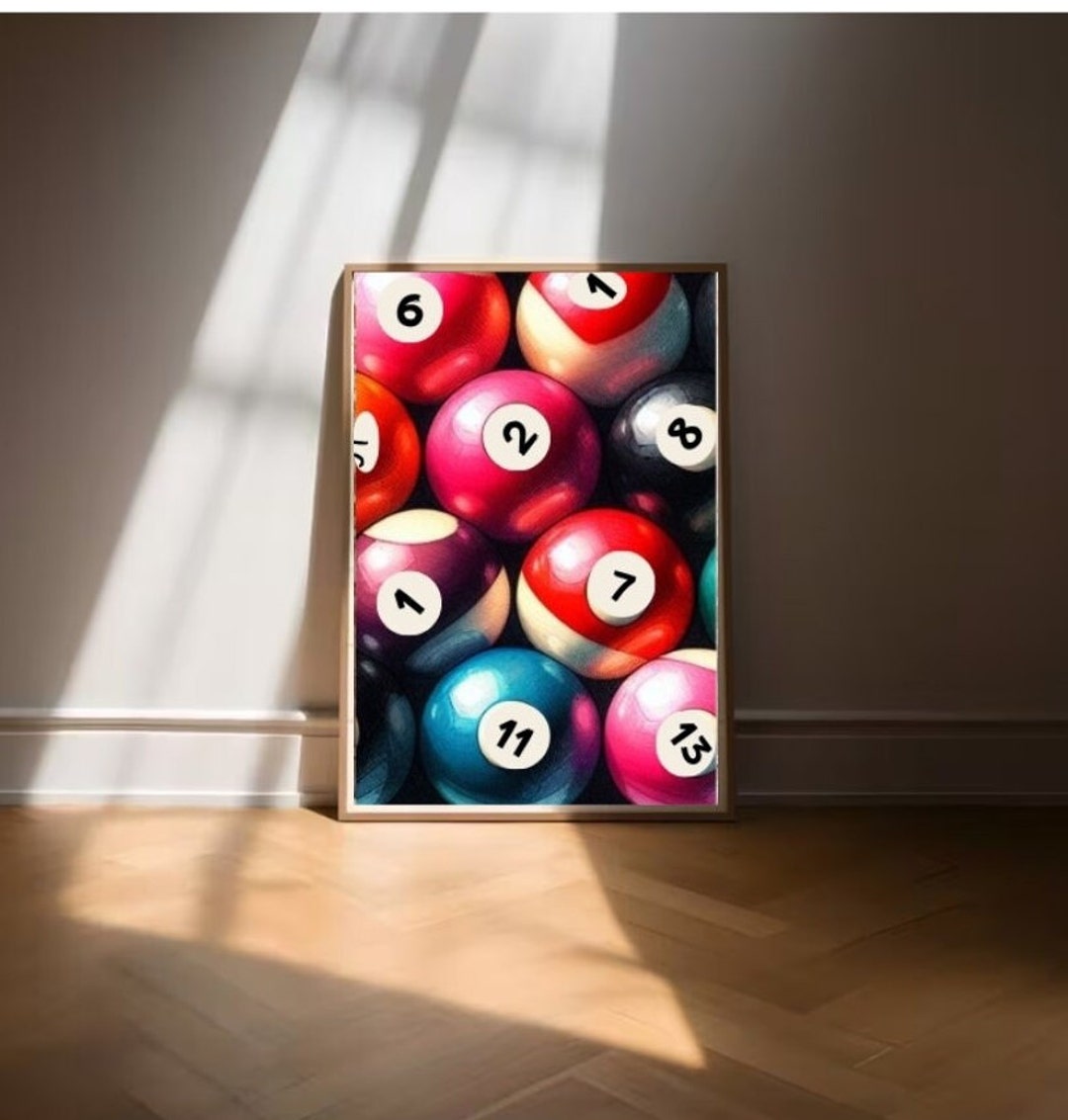 Retro Pool Table Print Vintage Hand-drawn Wall Art Printable Wall Art ...