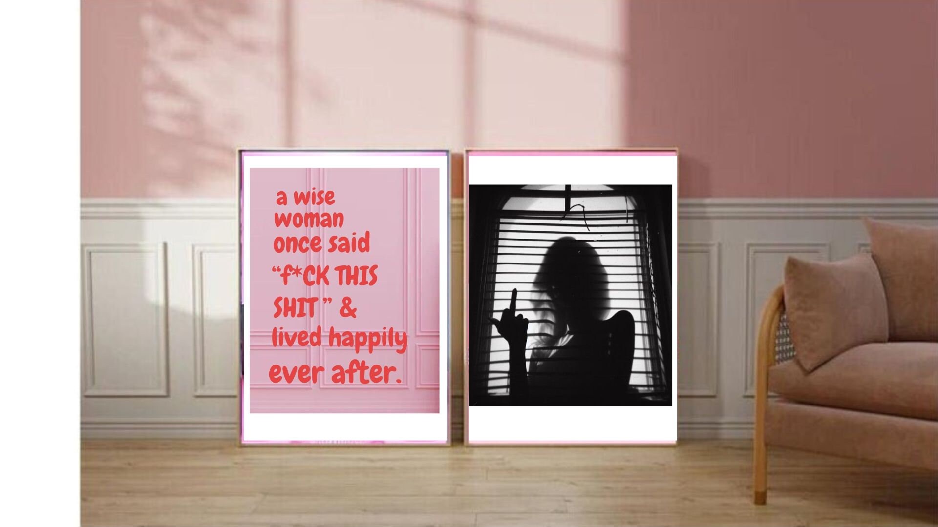 Shadow of Woman Middle Finger Poster Black and White Feminist - Etsy