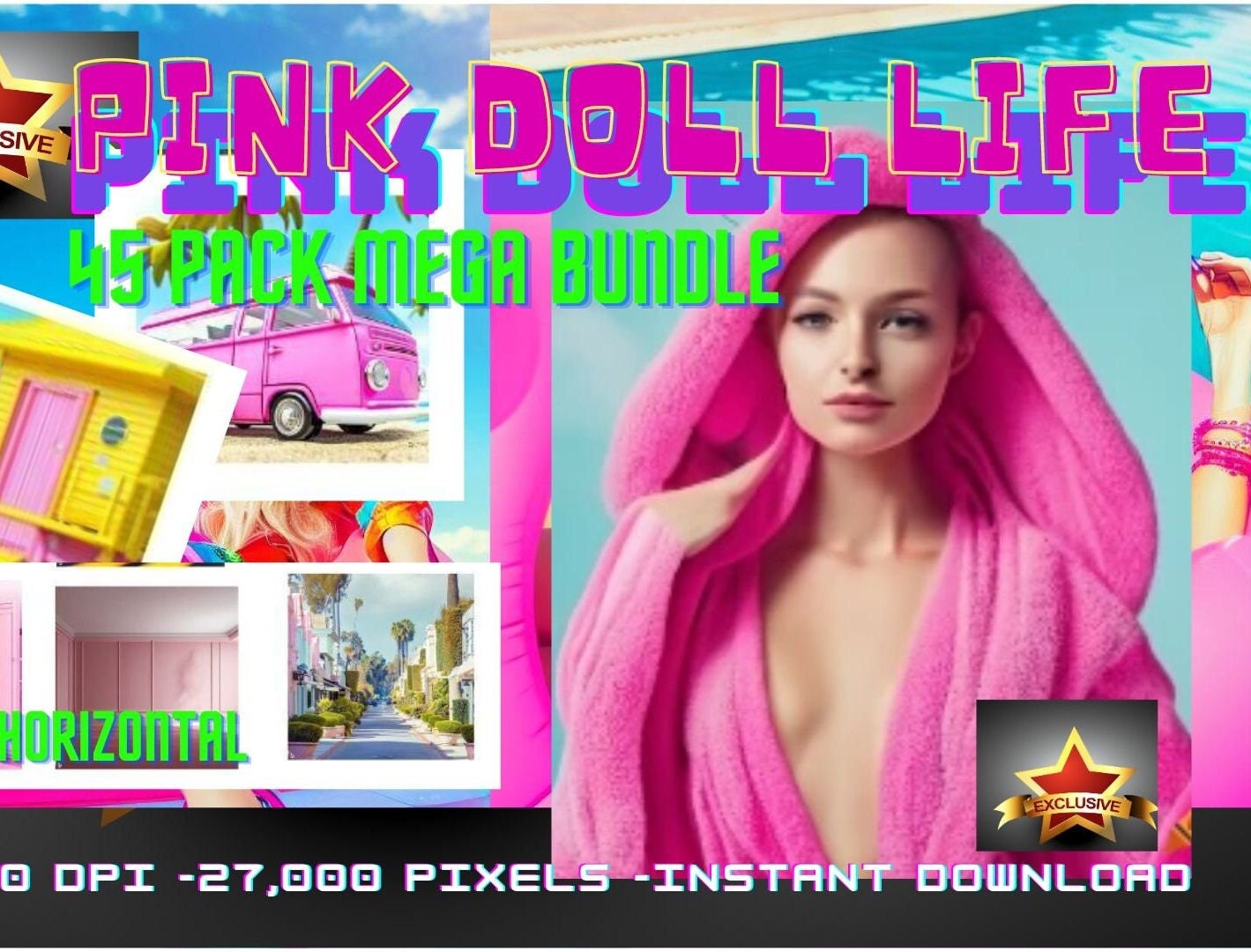 45 Pack Mega Bundle Pink Background Dolly Dream House Backdrop - Etsy