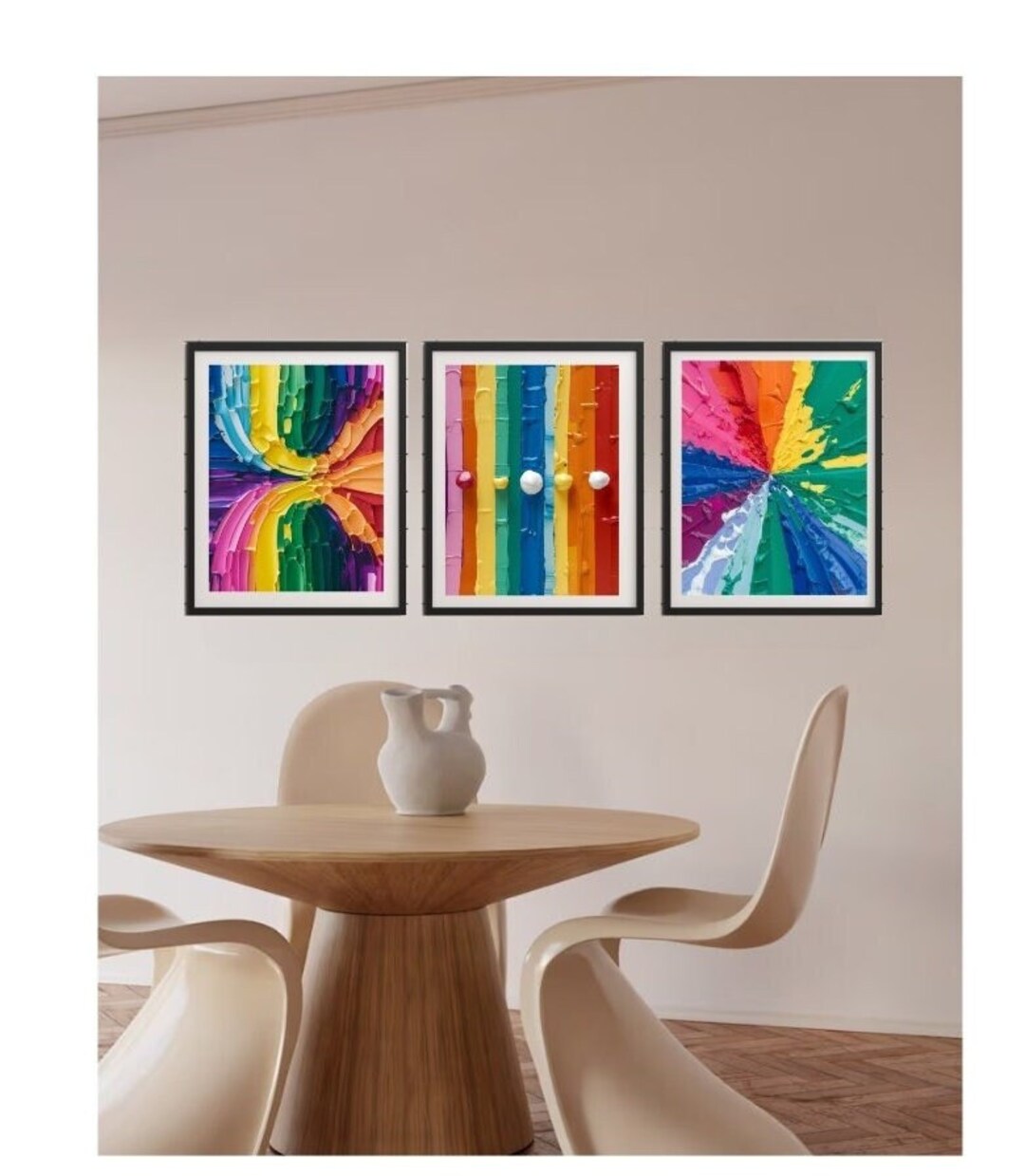 Bright 3 Set // Vivid and Colorful Abstract Print // Funky Multicolor ...