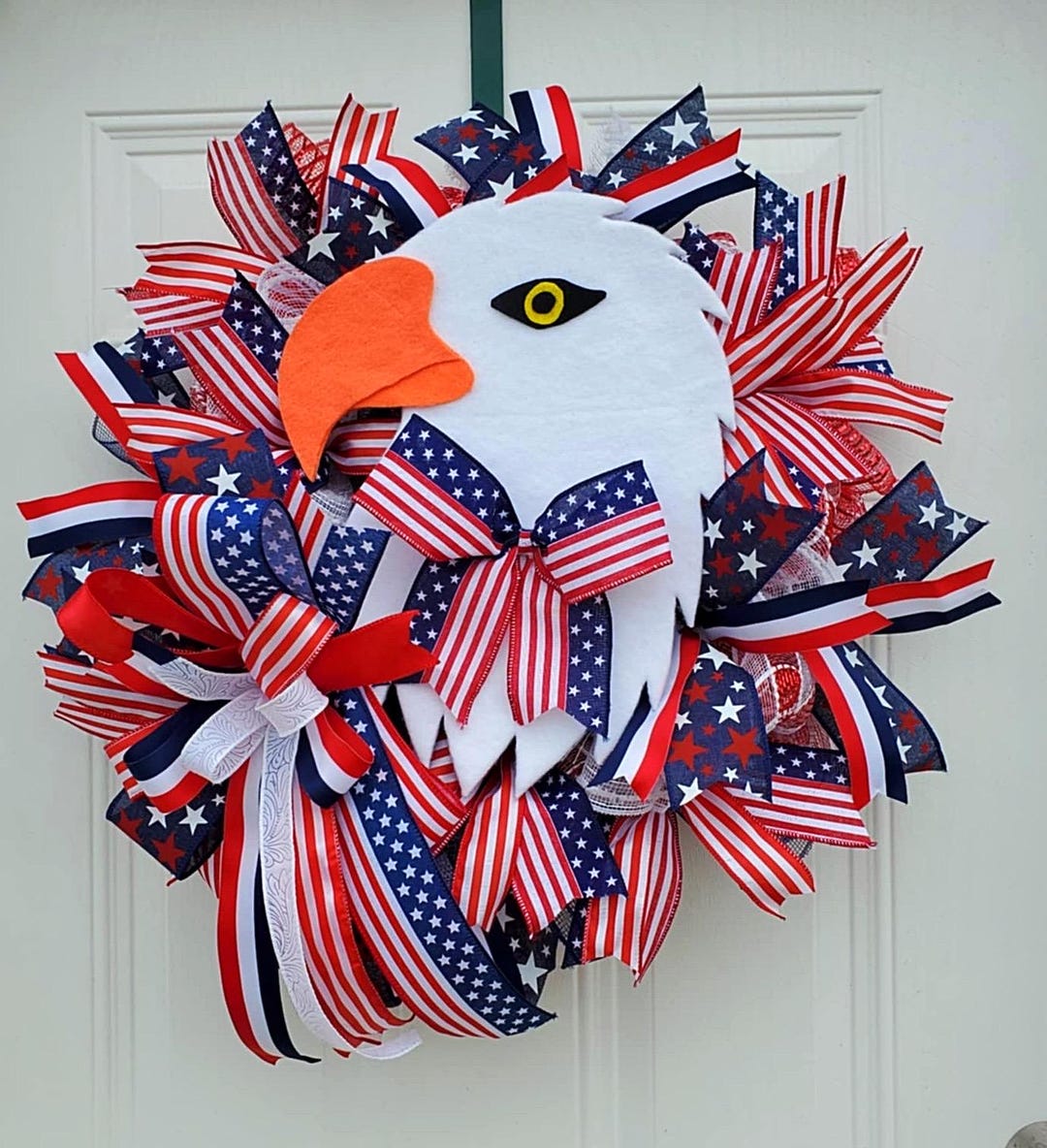 American Eagle Patriotic Wreath 4th of July Door Decor, Red White Blue ...