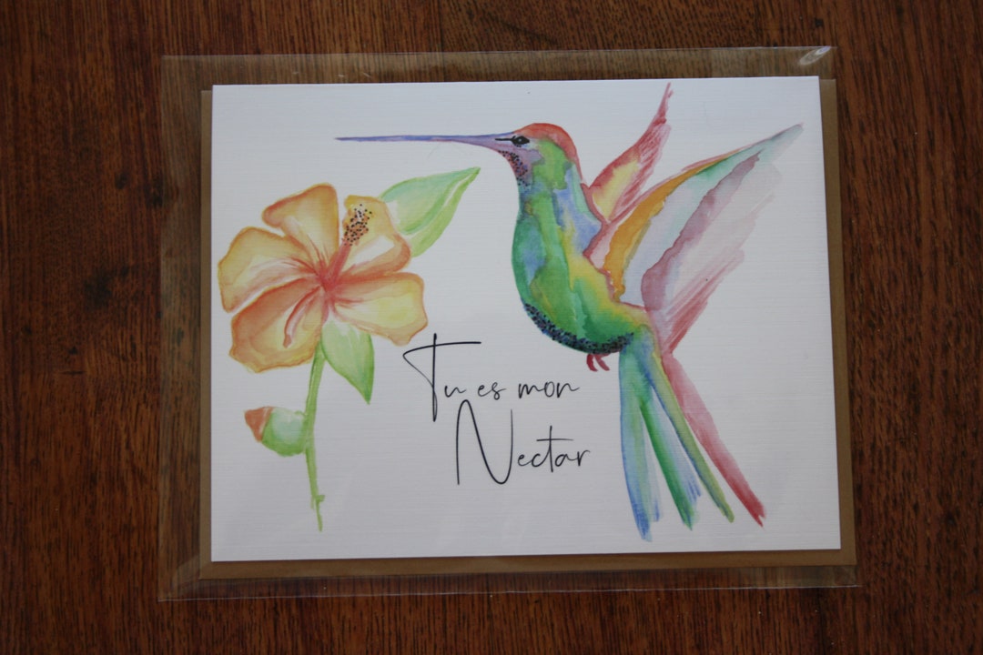 Hummingbird HANDMADE Greeting Card Watercolour Paint Printed on ...