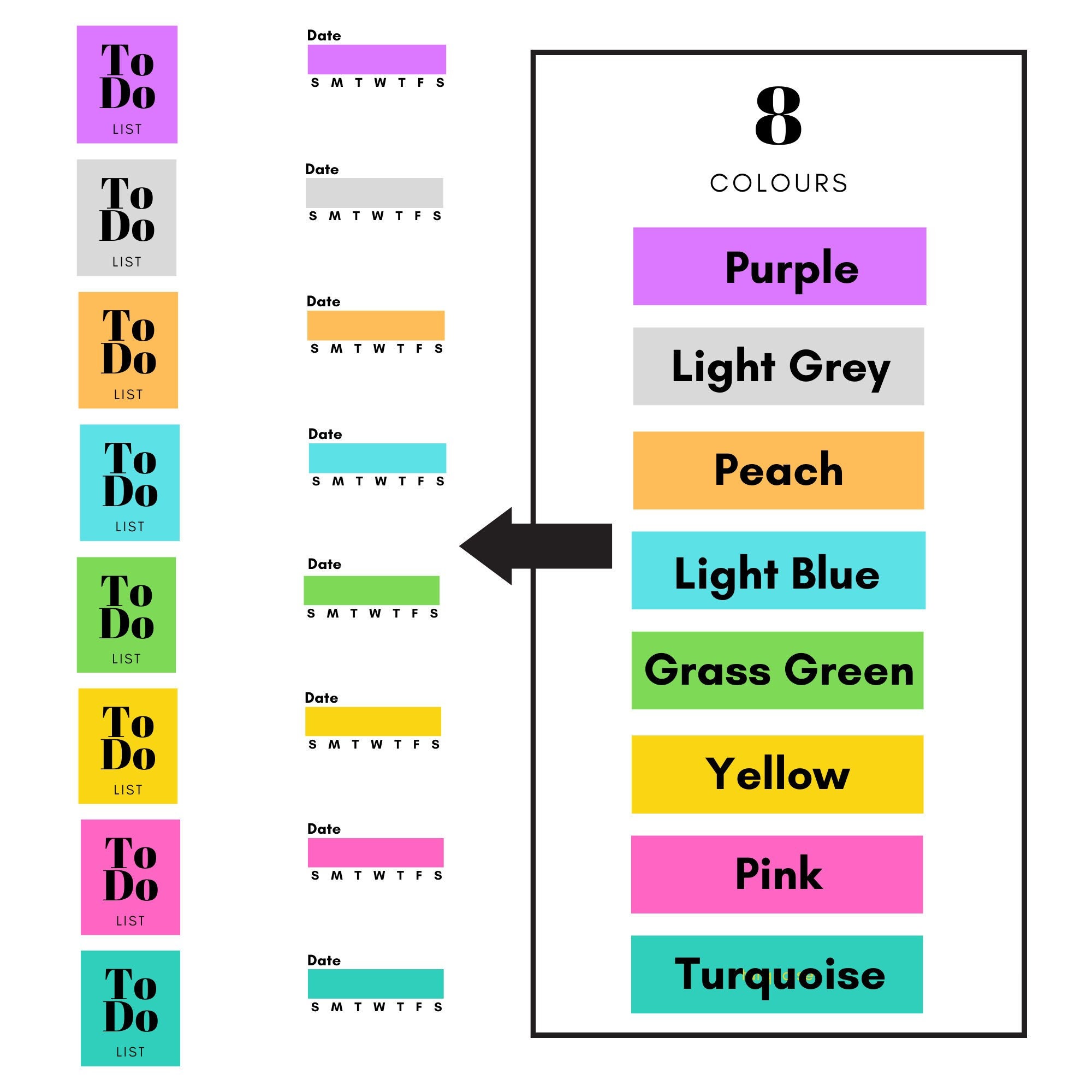 Printable to Do List, Organize Your Lists, 8 Colours to Choose From ...