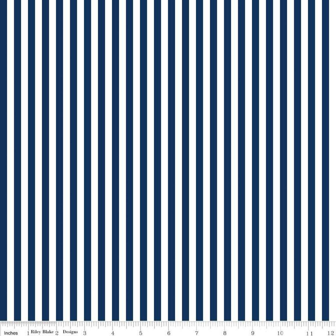 Stripe Navy Fabric Riley Blake Design - Etsy