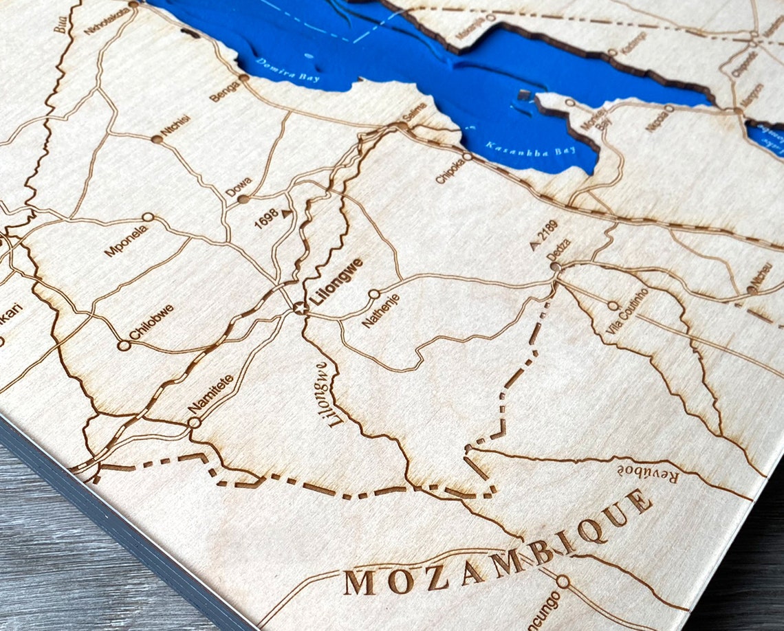 Malawi Lake Multi Layer Bathymetry Topographic Map Africa | Etsy