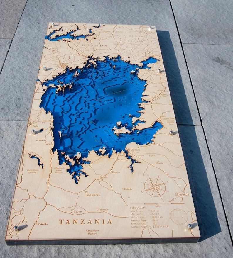 Lake Victoria 3D Wood Map, Africa Topographic Art - Etsy Canada