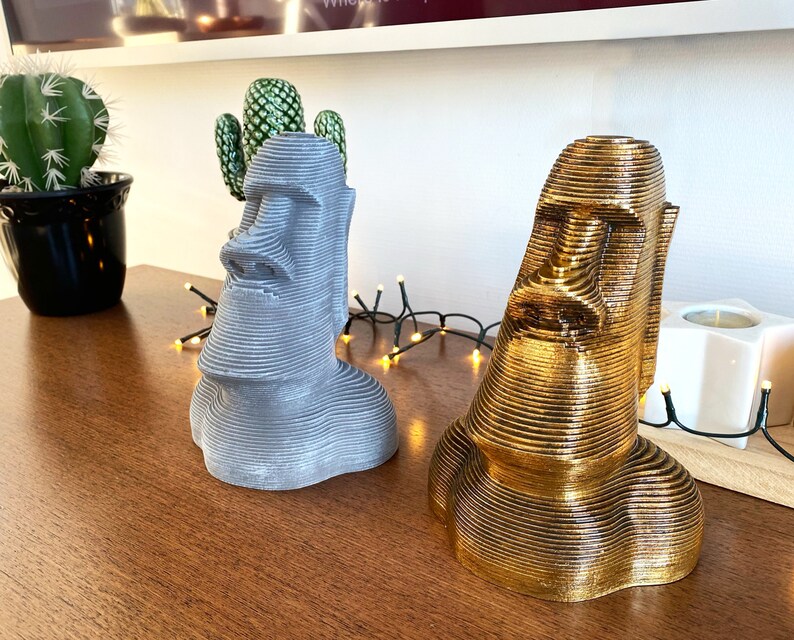 Moai Real Gold Easter Island Statue 24K Old Gold Head Statue - Etsy